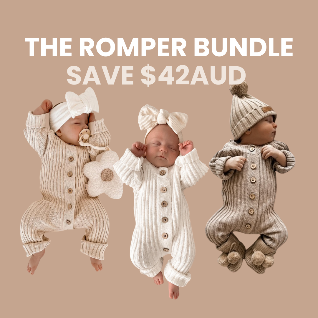 Knitted Cotton Ribbed Baby Rompers | Little B's Nursery